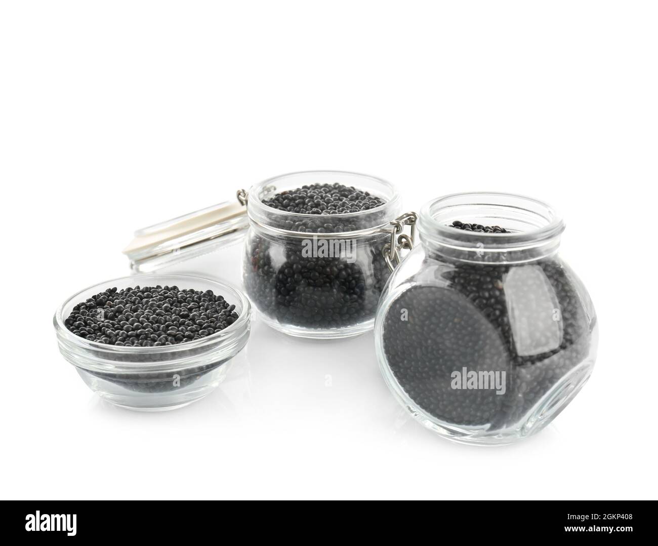 Glassware with healthy lentils, isolated on white Stock Photo - Alamy