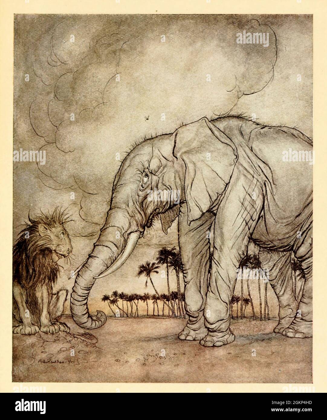 The Lion, Jupiter and the Elephant from the book ' Aesop's fables ...