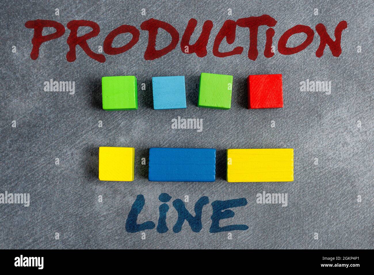 Text showing inspiration Production Line. Word for set of sequential ...