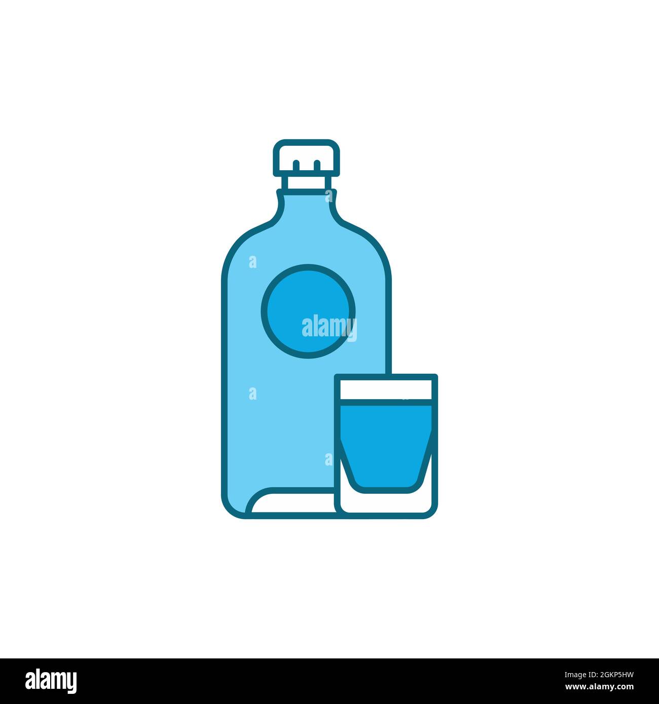 Moonshine bottle and glass color line icon. Alcoholic beverages Stock ...