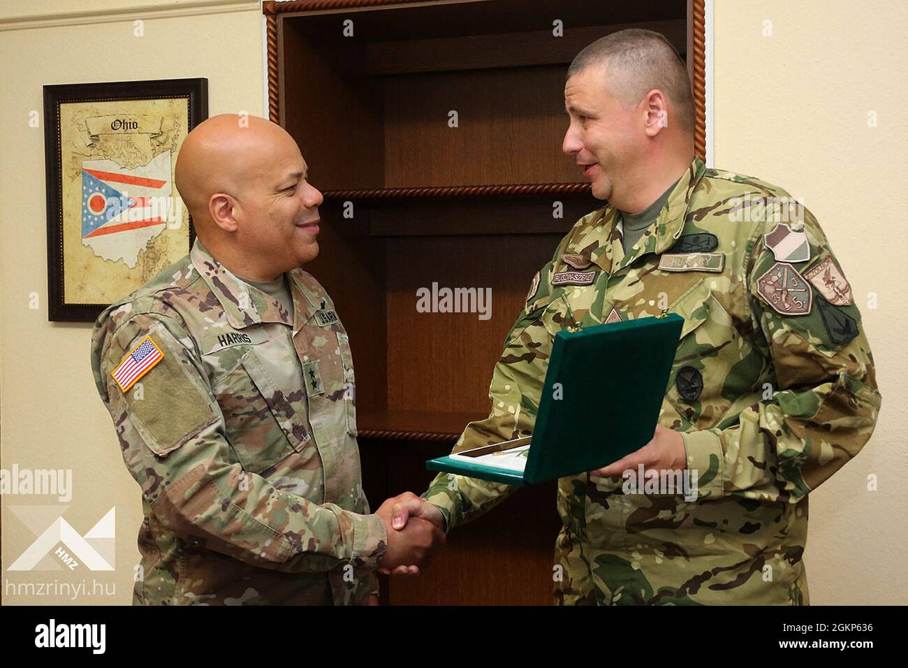 Maj. Gen. John C. Harris Jr. (left), Ohio adjutant general, meets with ...