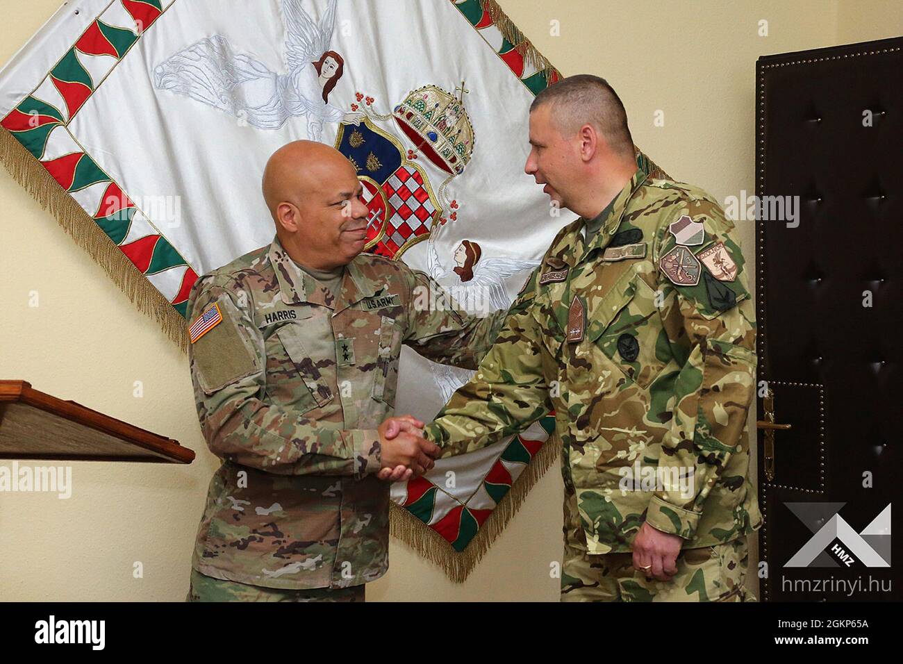 Maj. Gen. John C. Harris Jr. (left), Ohio adjutant general, meets with ...