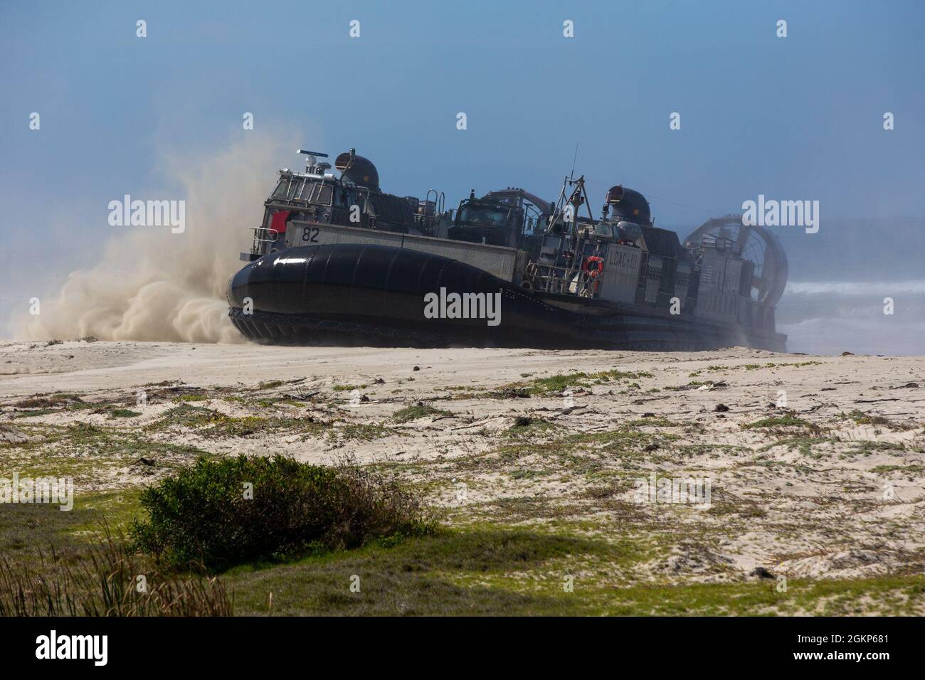 U.S. Navy Landing Craft, Air Cushion 82, belonging to Assault Craft ...