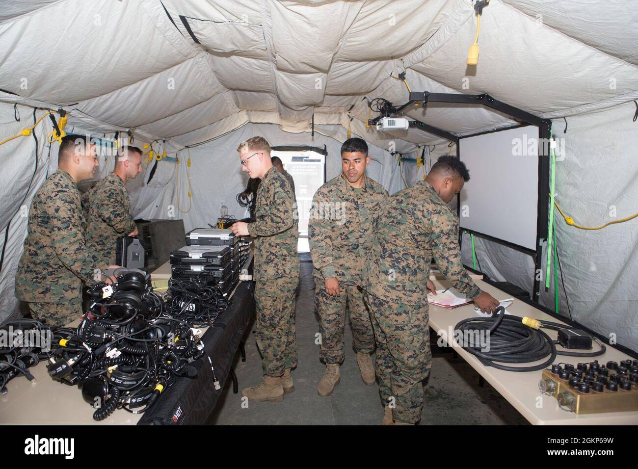 U.S. Marines with Marine Air Support Squadron 6, 4th Marine Aircraft ...