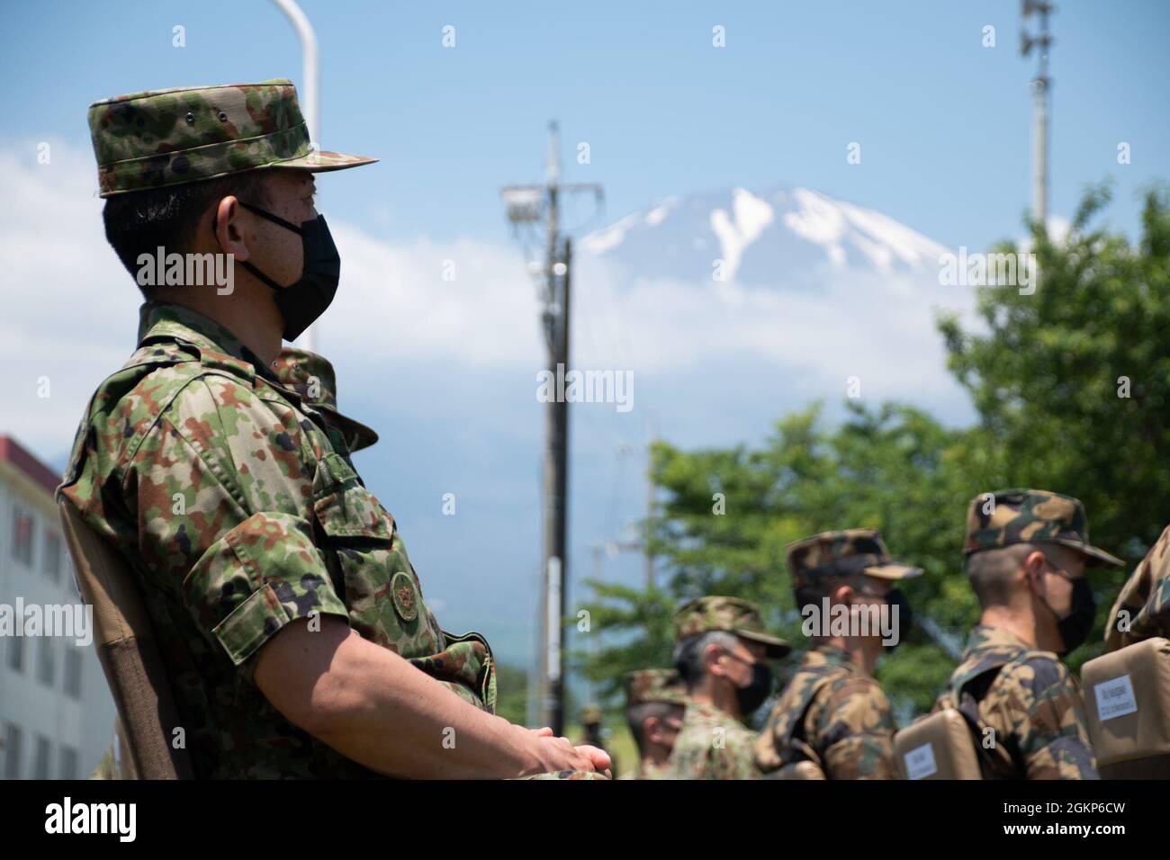 A Japan Ground Self-Defense Force soldier attends the opening ceremony ...