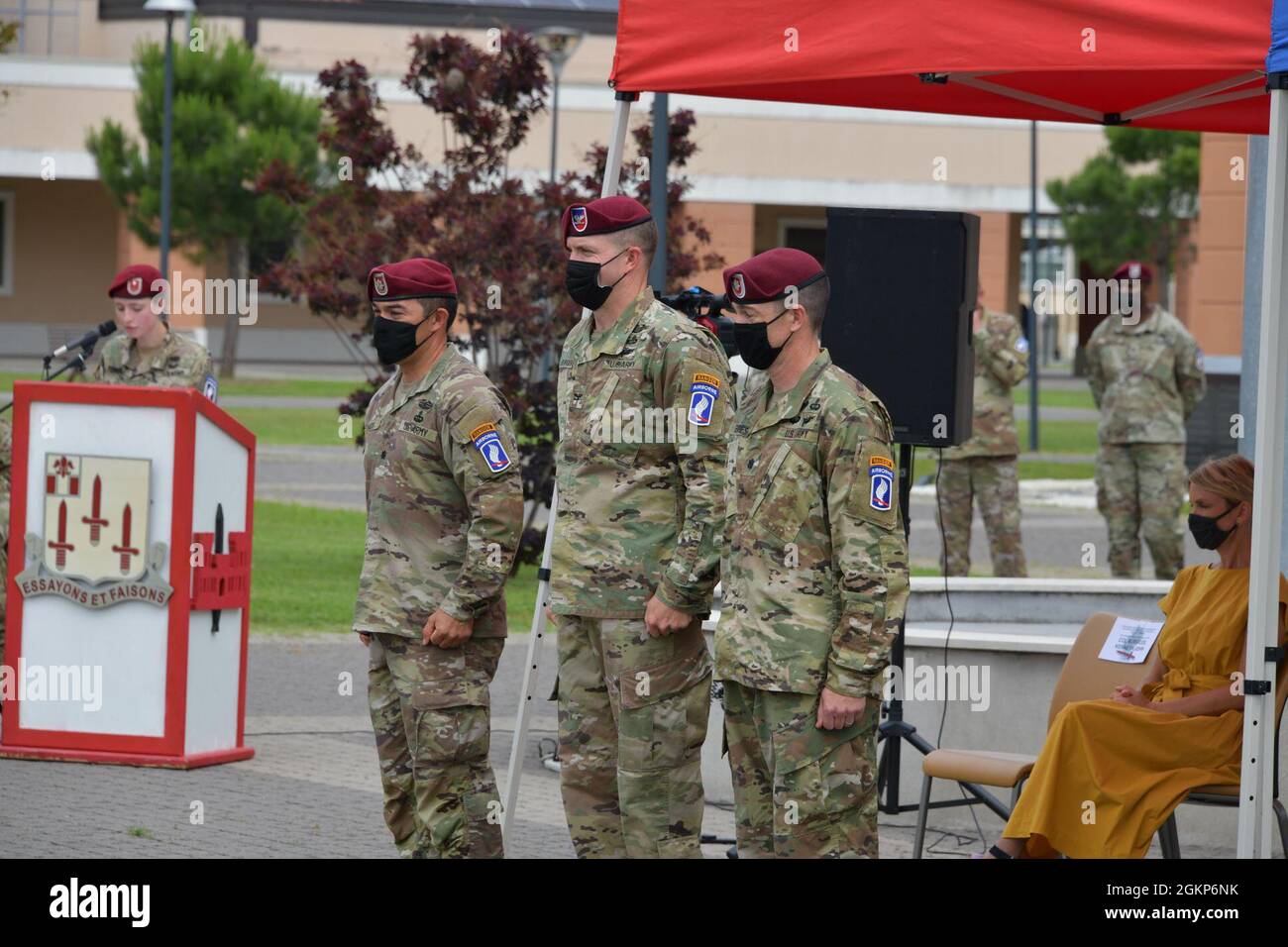 U.S. Army Lt. Col. Sean R. Shields, outgoing commander, 54th Brigade Engineer Battalion, 173rd ...