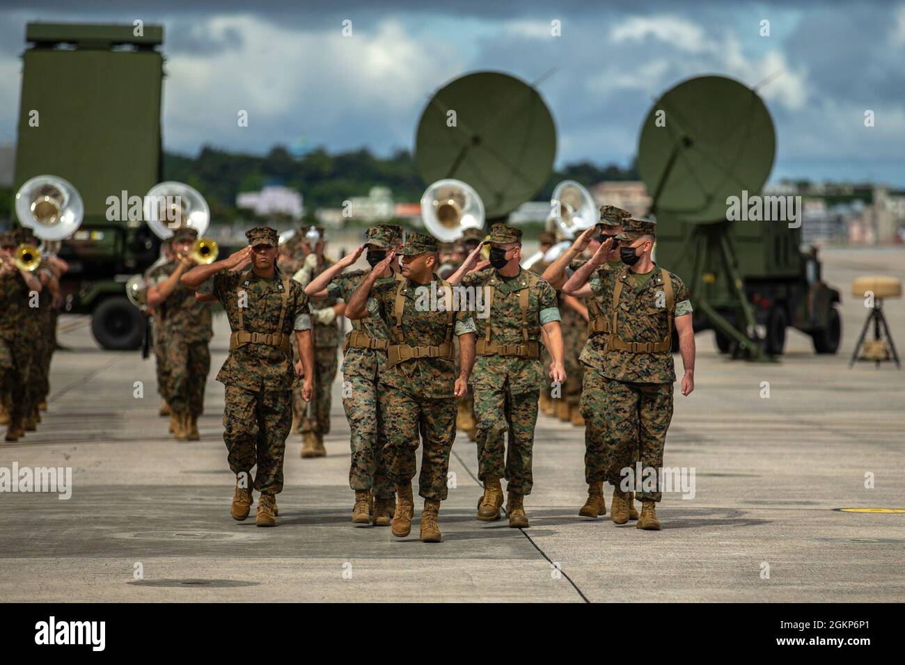 1st Marine Aircraft Wing (MAW) staff conducts eyes right during the ...