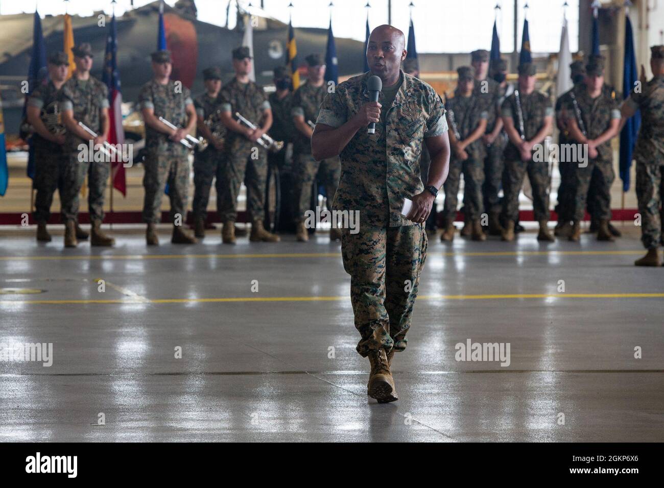 U.S. Marine Corps Col. Marlin D. Williams gives his remarks during a ...