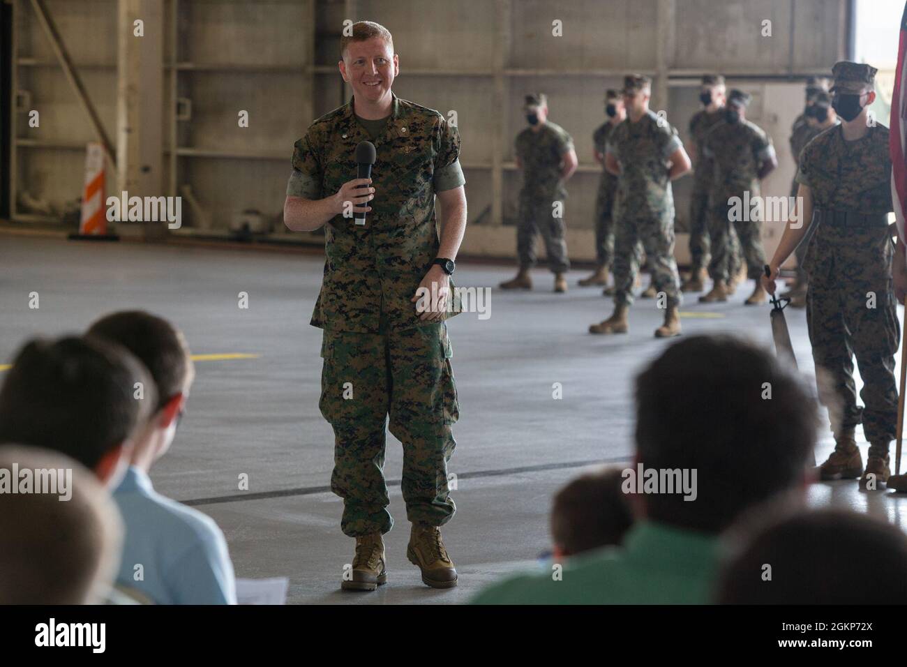 U.S. Marine Lt. Col. Phillip T. Ash gives his remarks during a change ...