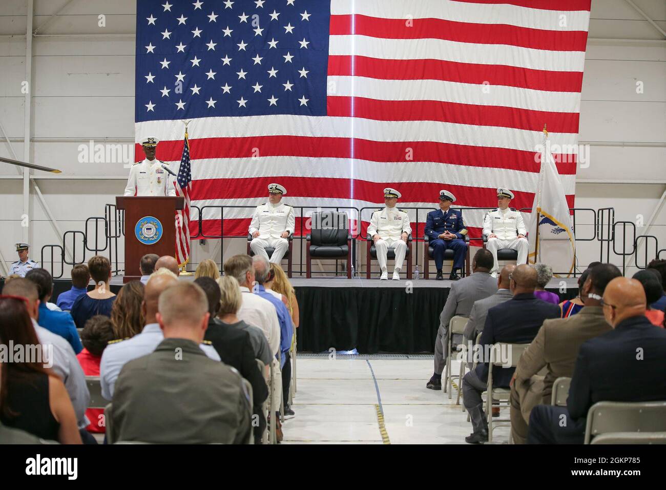 Capt. Marcus Canady makes a speech during a change-of-command ceremony ...