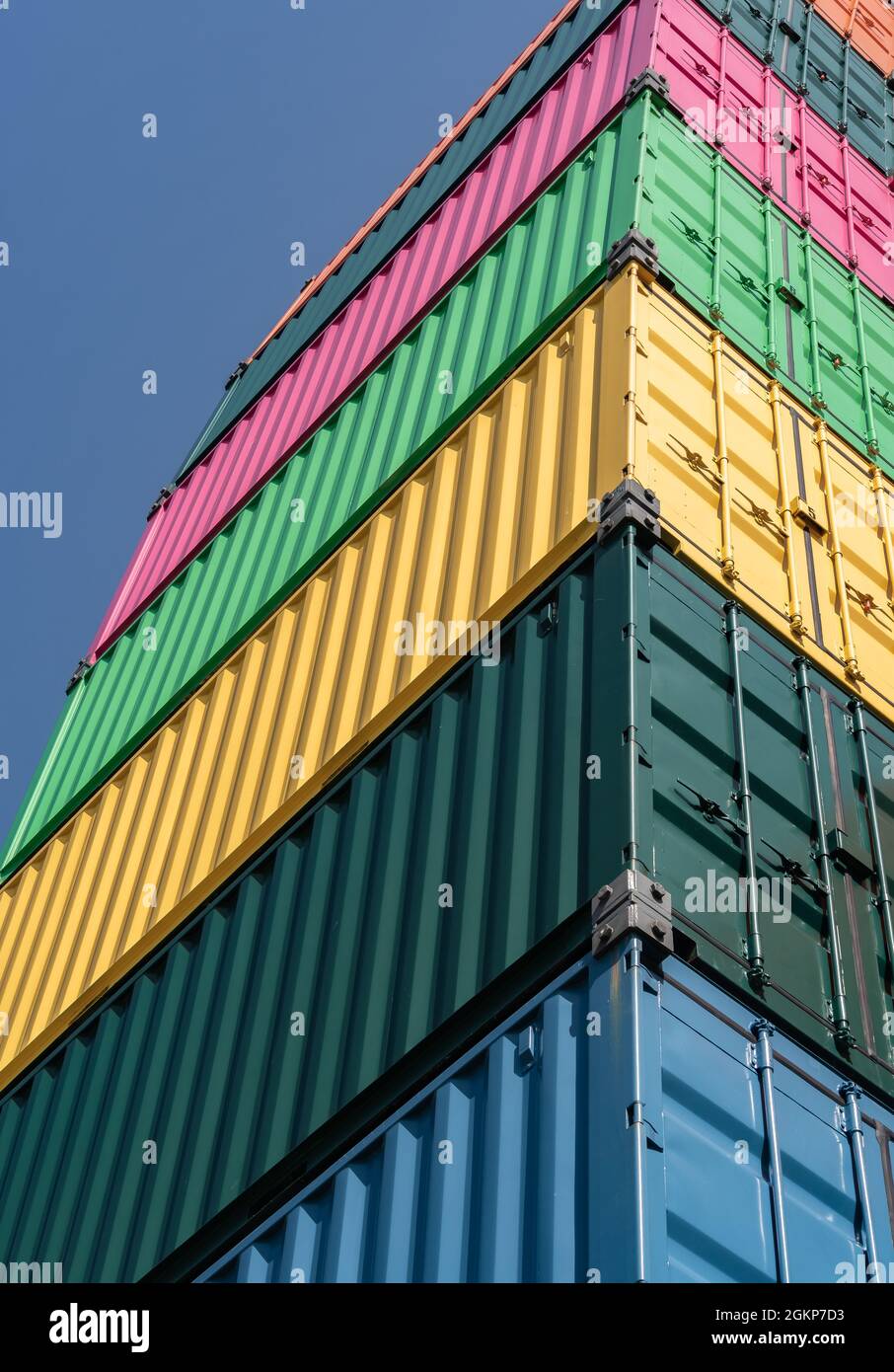 Colorful shipping containers at the docks of Le Havre, Normandy, France ...