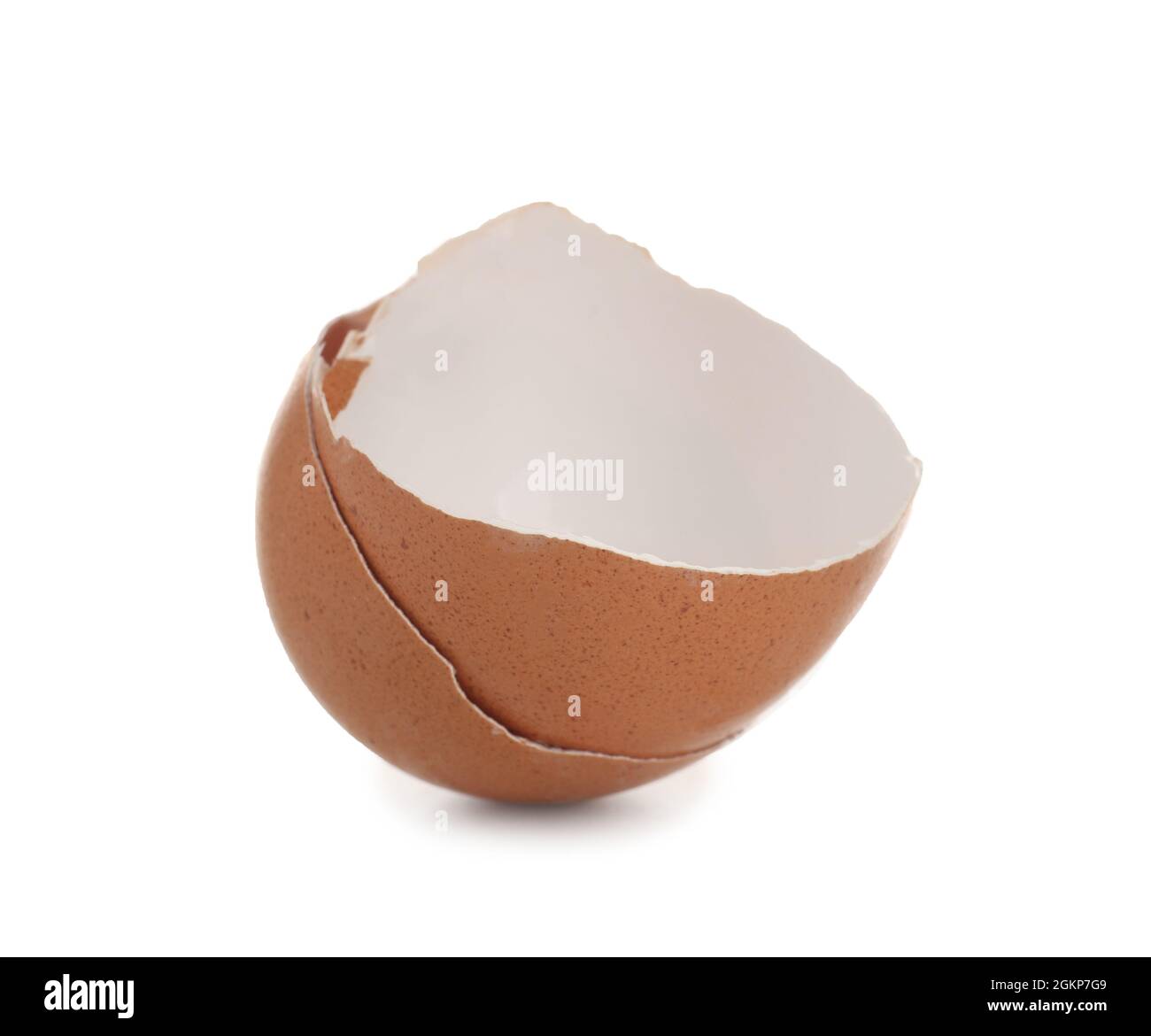Egg shell on white background Stock Photo - Alamy