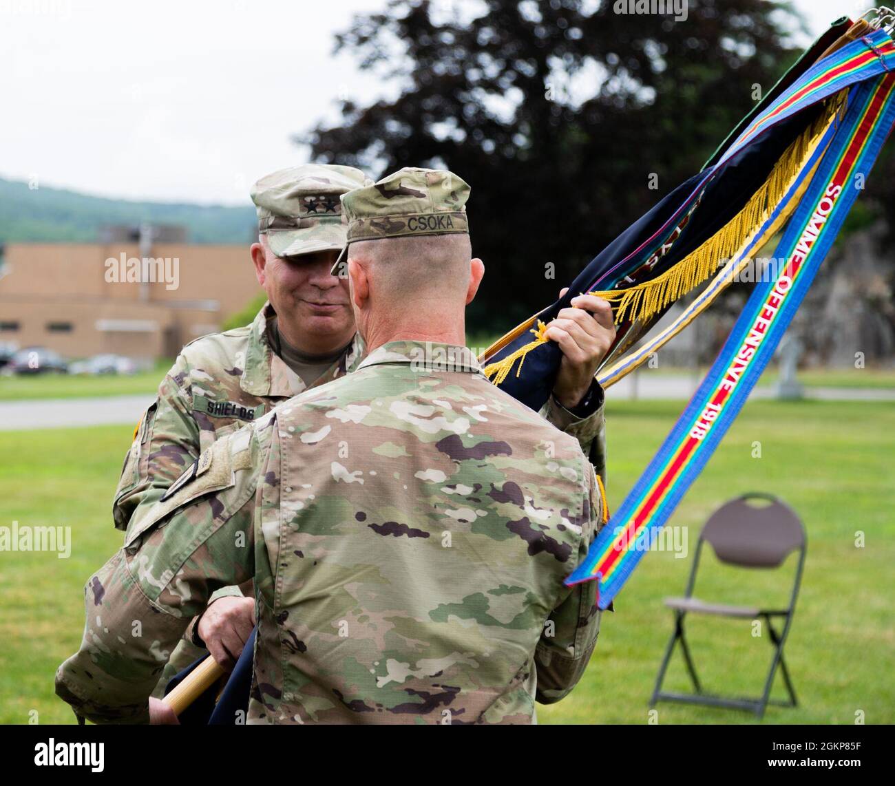 Maj. Gen. Raymond F. Shields, the adjutant general of the NYNG, passes ...