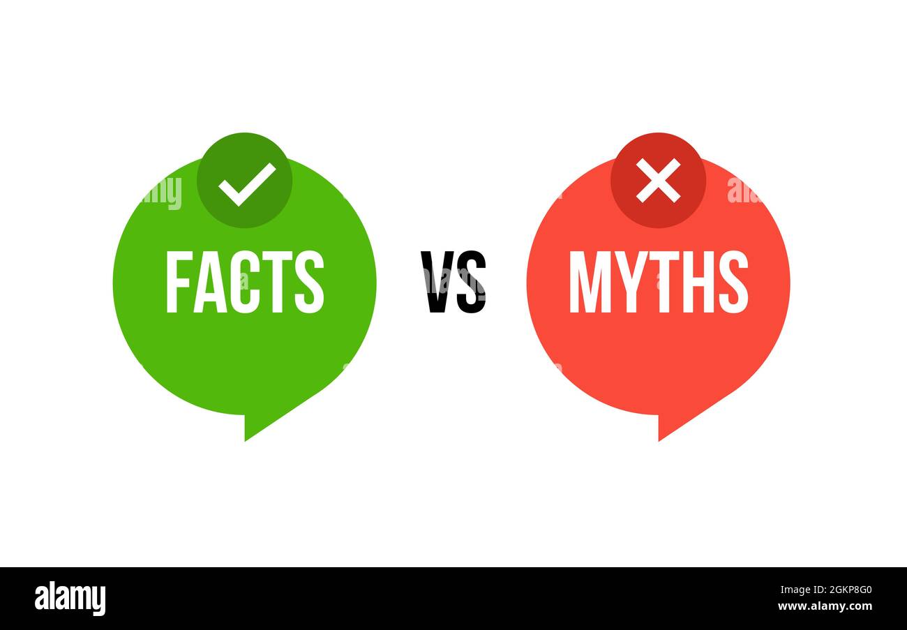 Myths vs fact check icon. Fake or true bubble concept rumor news vector ...