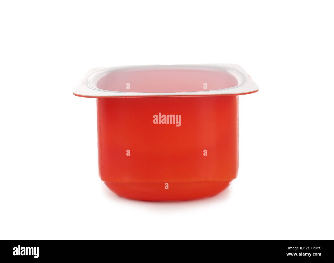Empty plastic container for yogurt on white background Stock Photo - Alamy