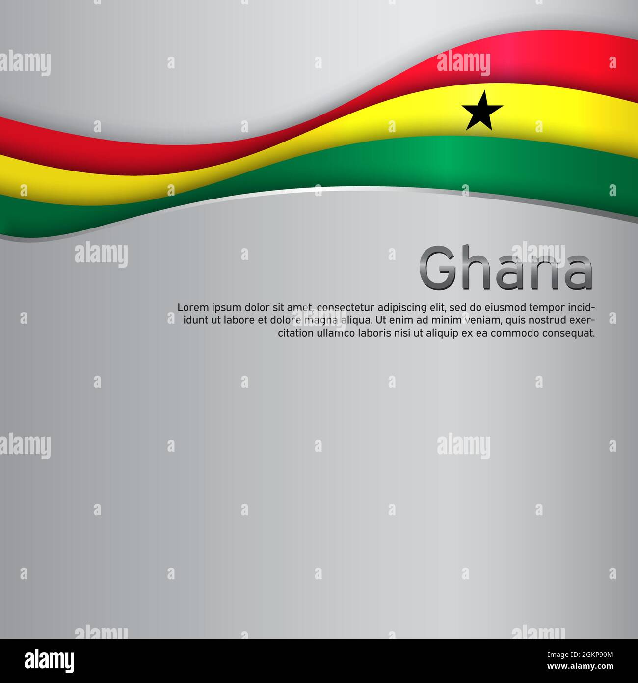 Abstract waving ghana flag. Paper cut. Creative metal background for ...