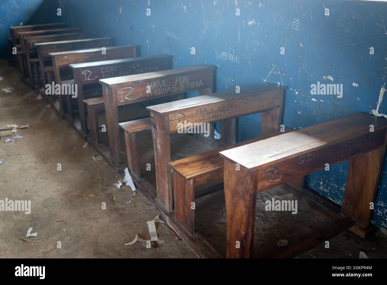 Poor school classroom with no children inside Stock Photo - Alamy