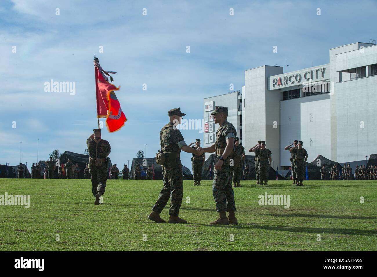 U.S. Marine Corps Col. Omar Randall, right, off-going commanding ...