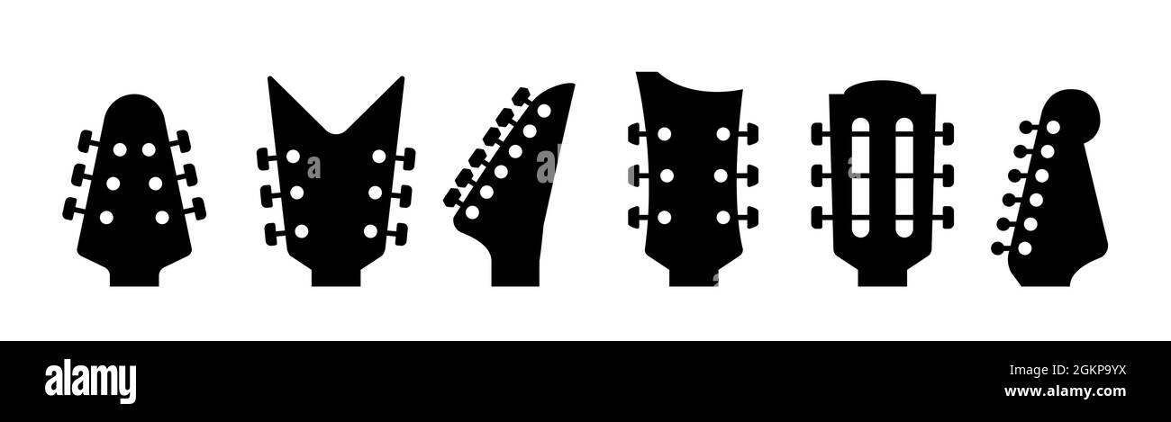 Guitars headstock vector electric neck abstract icon. Guitar head ...