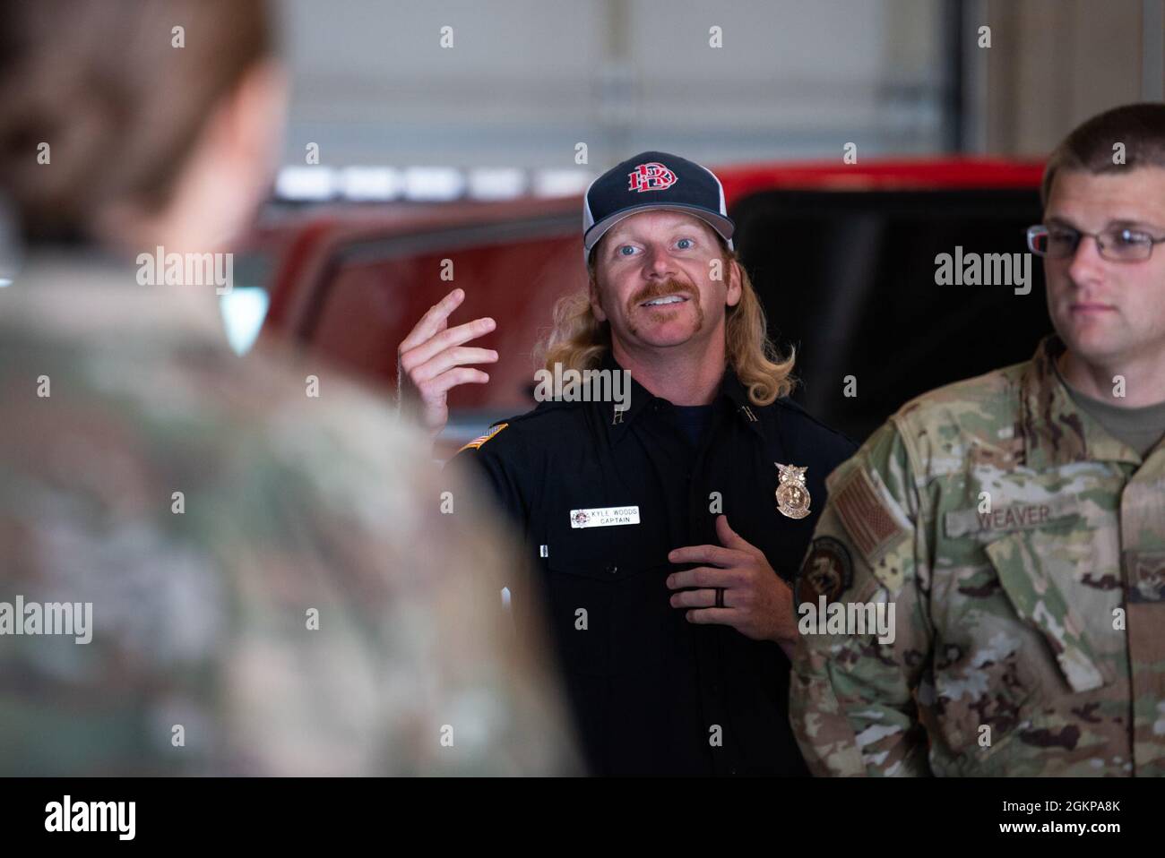 Kyle Woods, 9th Civil Engineer Squadron fire captain, discusses the ...