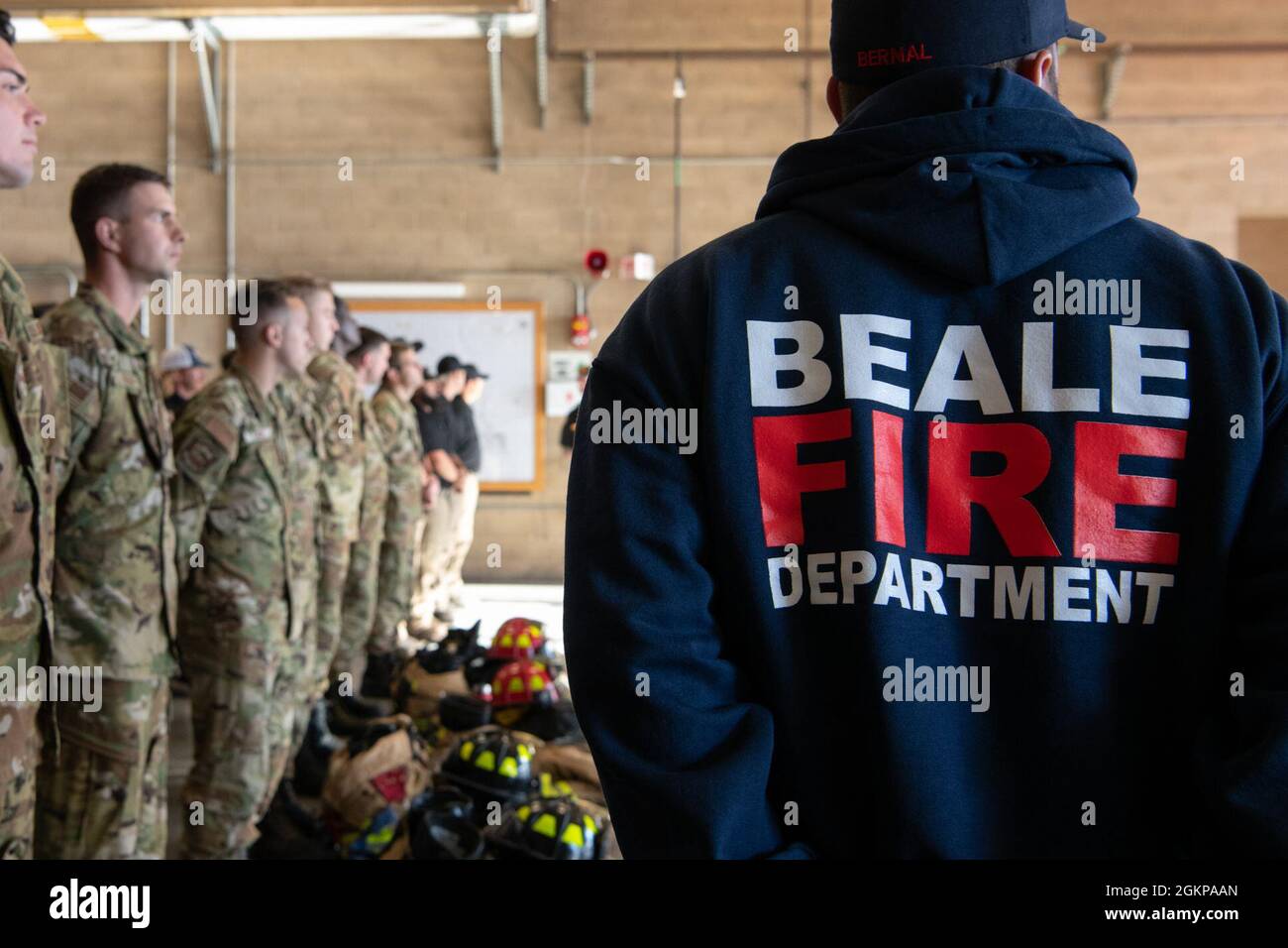 Firefighters assigned to the 9thCivil Engineer Squadron lineup ...