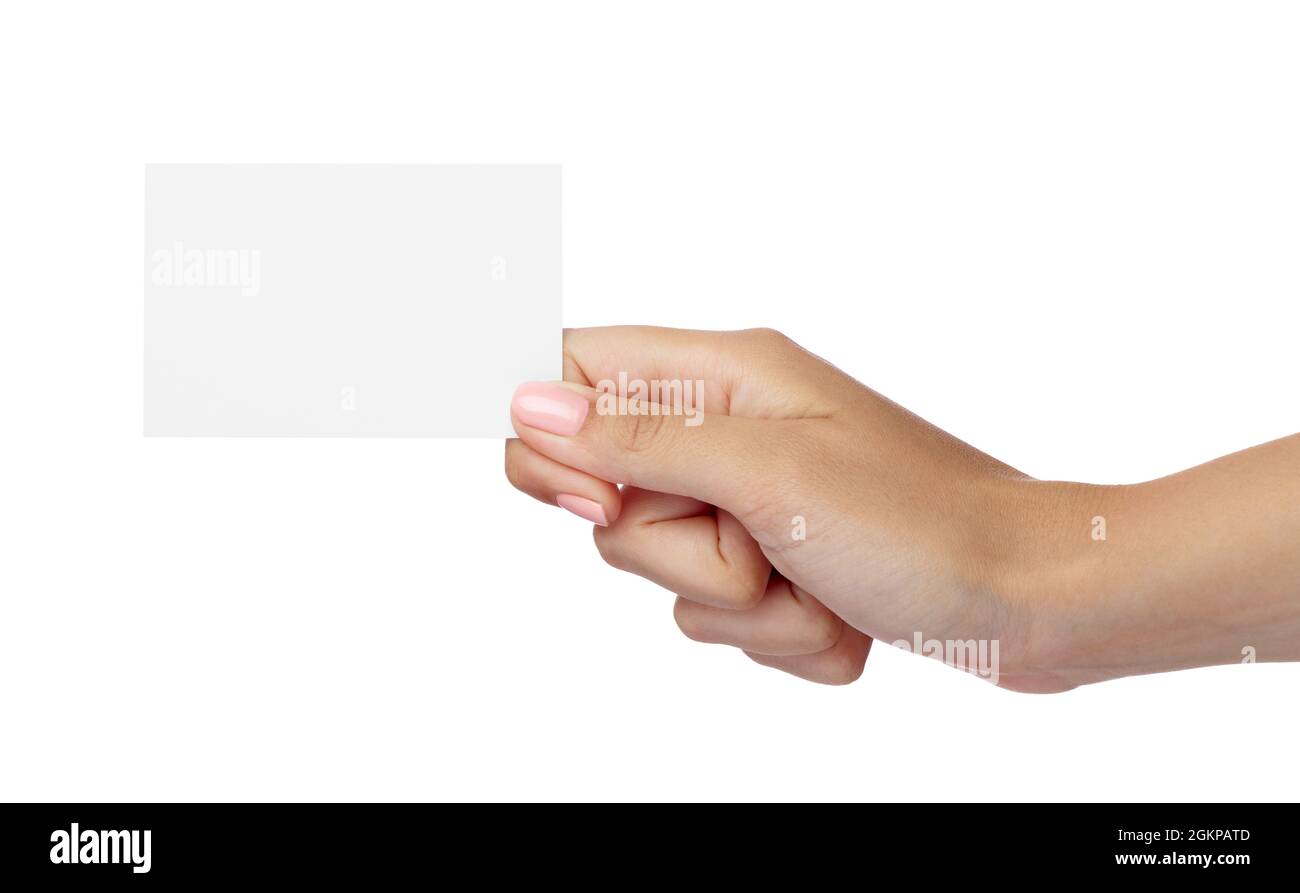 note paper card blank sign hand holding Stock Photo - Alamy