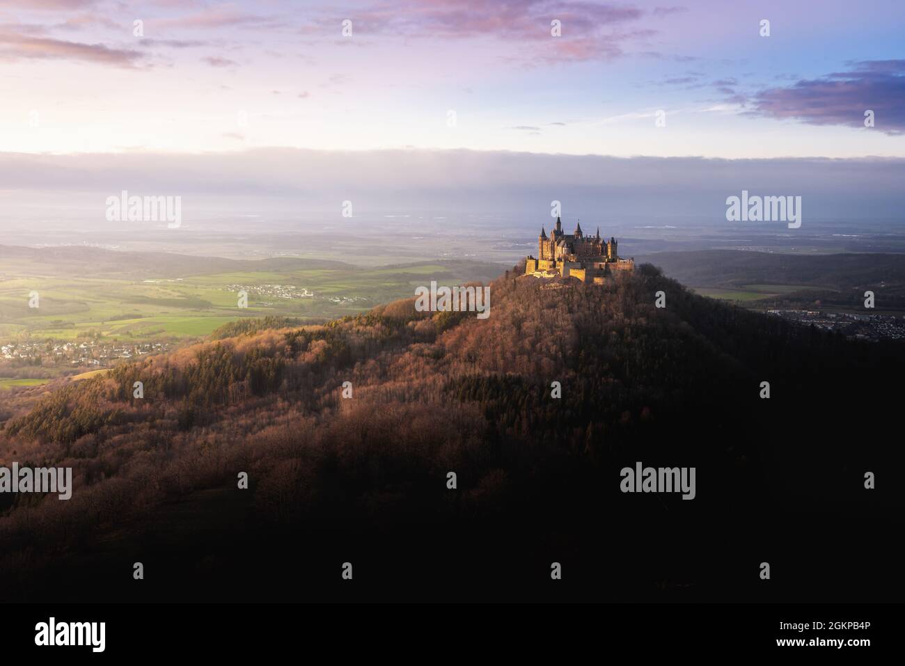 Colorful view of Hohenzollern Castle at sunset - Baden-Wurttemberg, Germany Stock Photo - Alamy