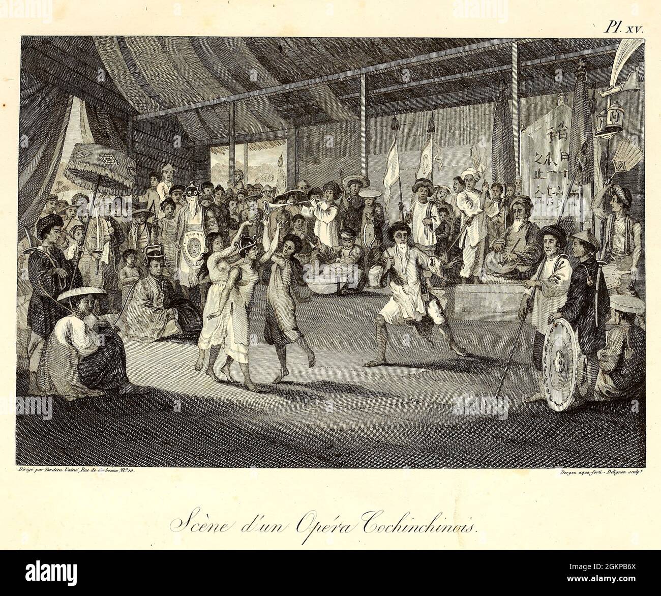 A Scene in the Cochinchinese Opera from the book Voyage à la Cochinchine par les iles de Madère ...
