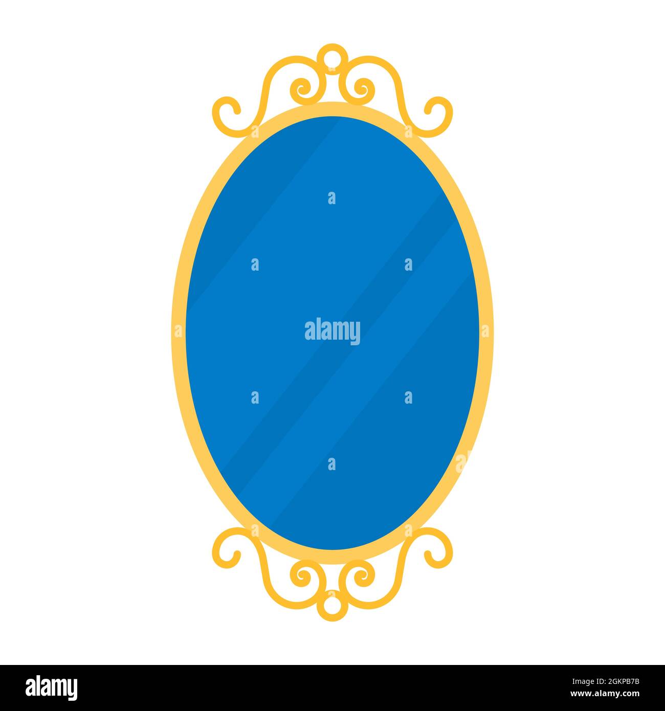 Retro oval mirror icon. Mirror frame decoration antique ornament vector ...