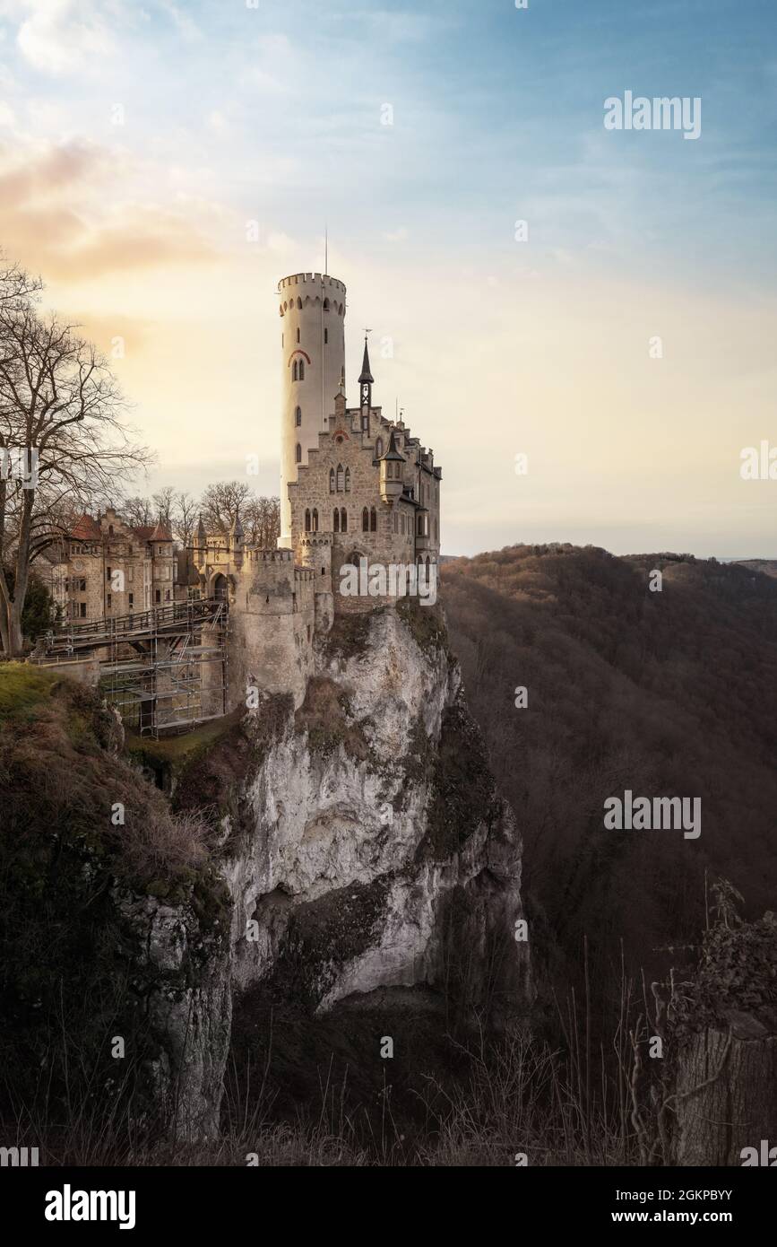 Lichtenstein Castle at sunset - Baden-Wurttemberg, Germany Stock Photo - Alamy