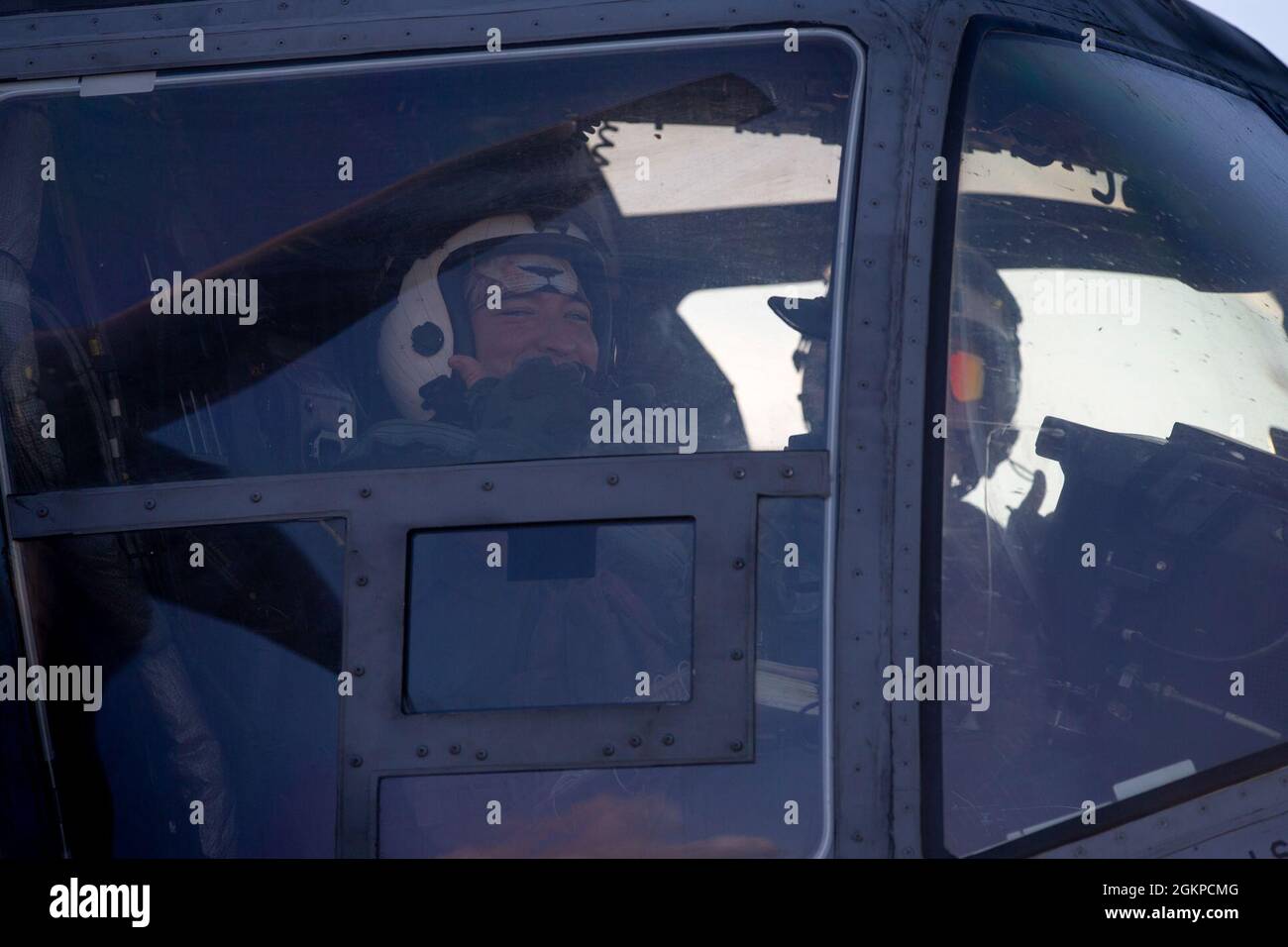 A U.S. Marine Corps MV-22B Osprey pilot with Marine Medium Tilt Rotor ...
