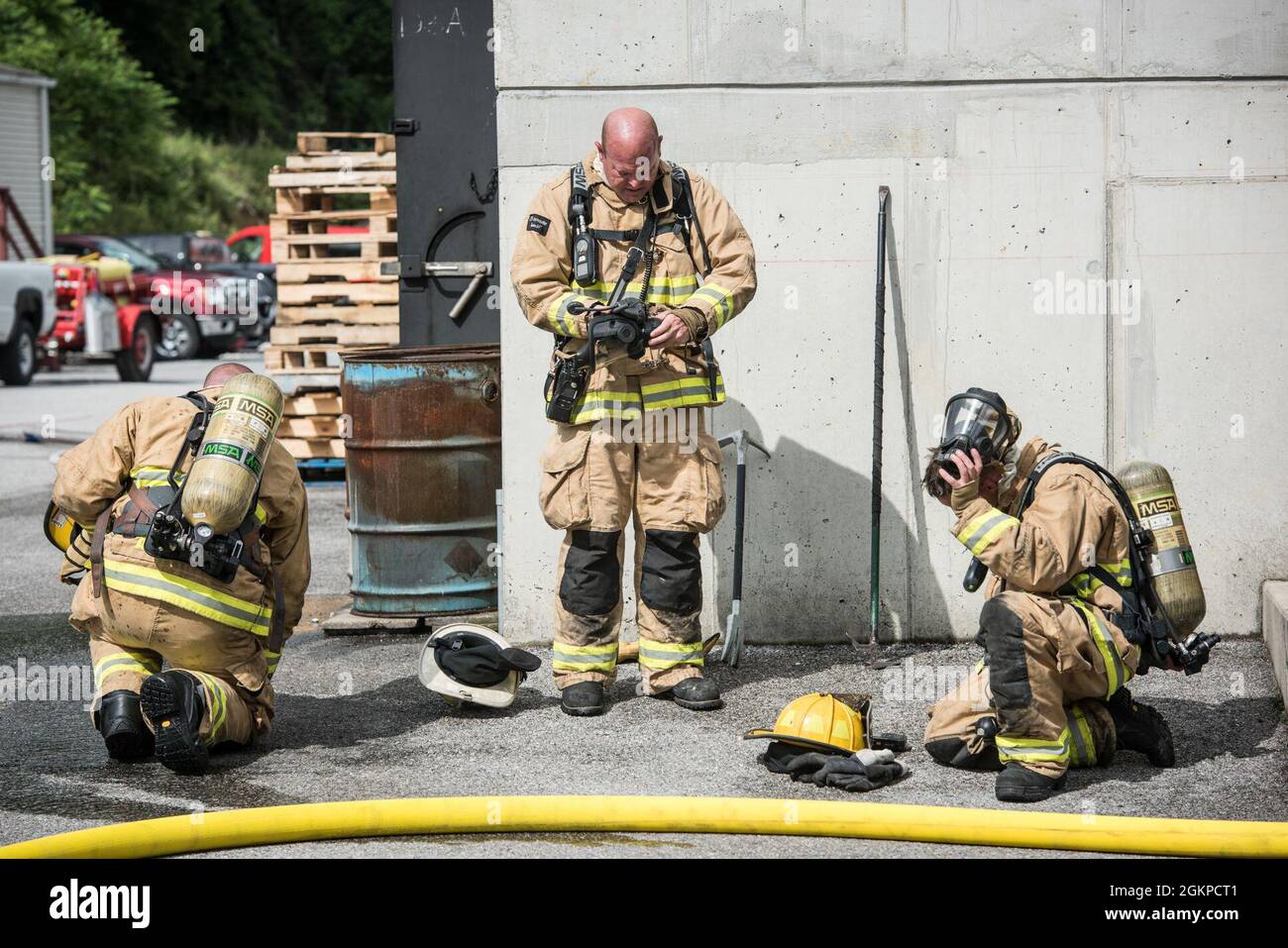 Firefighters from the 193rd Special Operations Civil Engineer Squadron ...