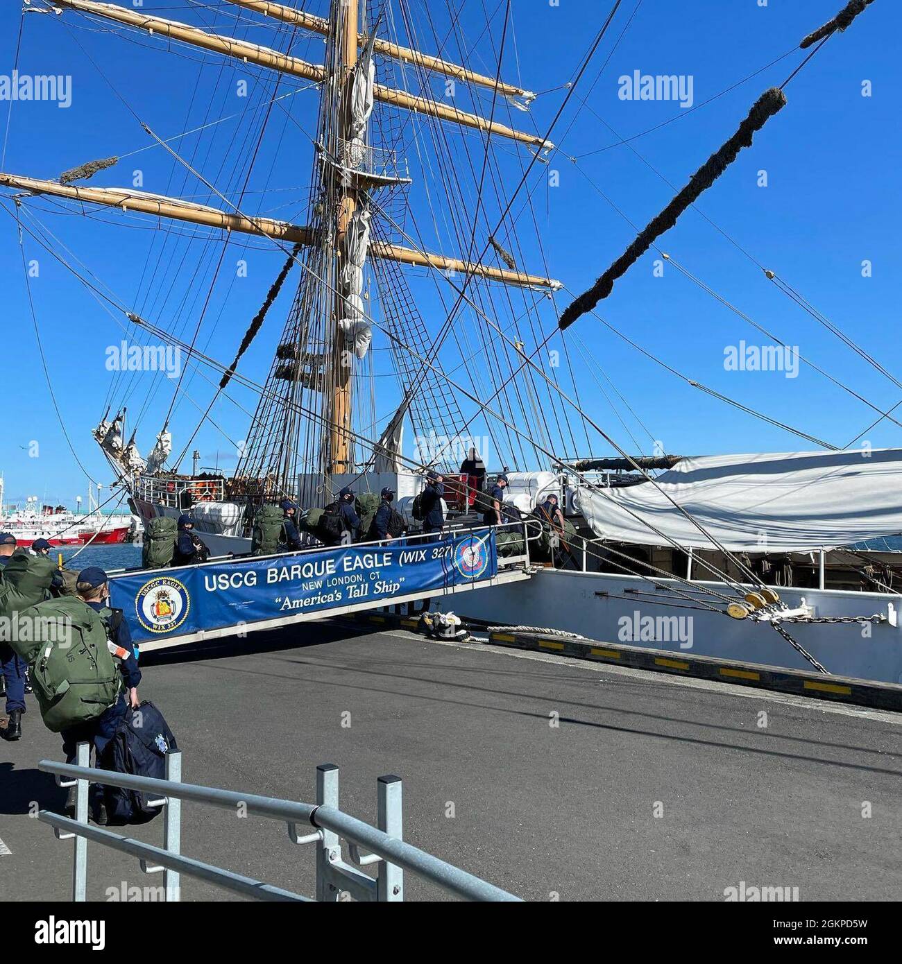 Phase 2 cadets board USCGC Eagle (WIX 327), "America's Tall Ship," in ...