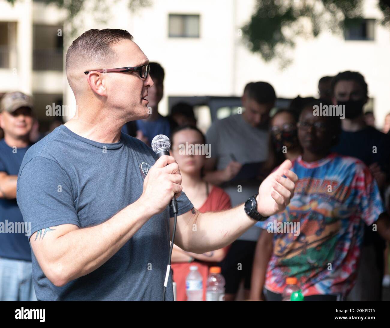 Chief Master Sgt. Travis Chadick, 2nd Bomb Wing command chief, makes ...