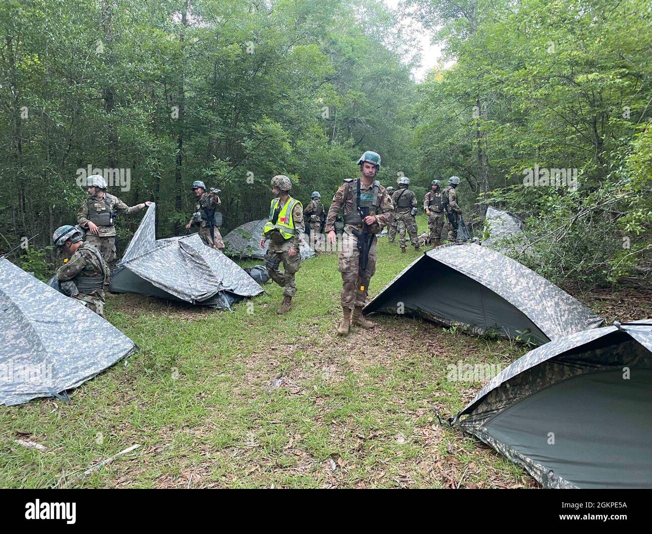 Airmen with the 53rd Air Traffic Control Squadron set up a temporary ...