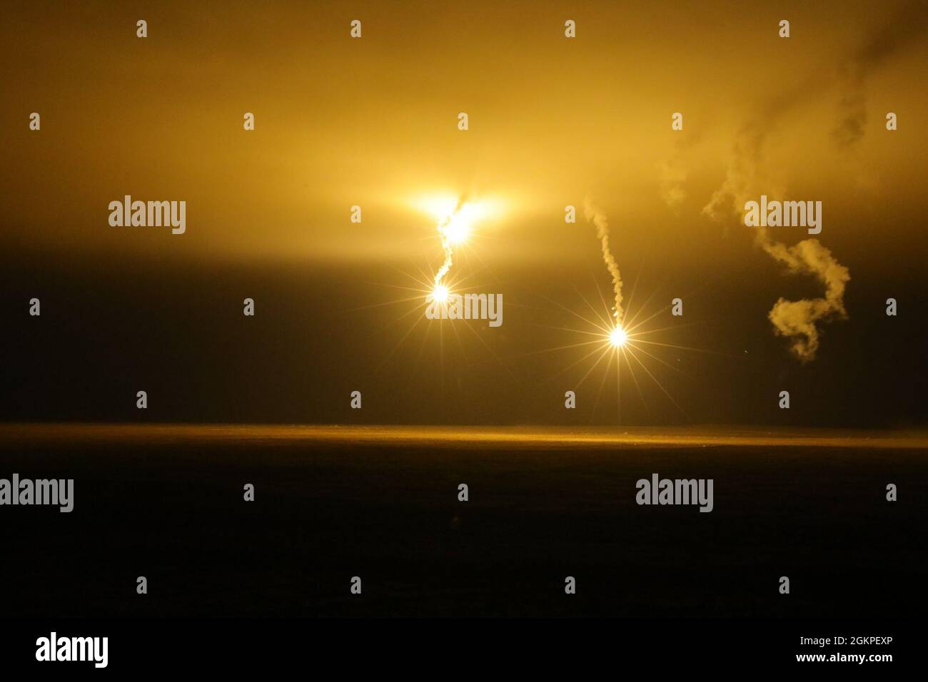 U.S. Army Soldiers from the 1/214 Field Artillery fire illumination ...