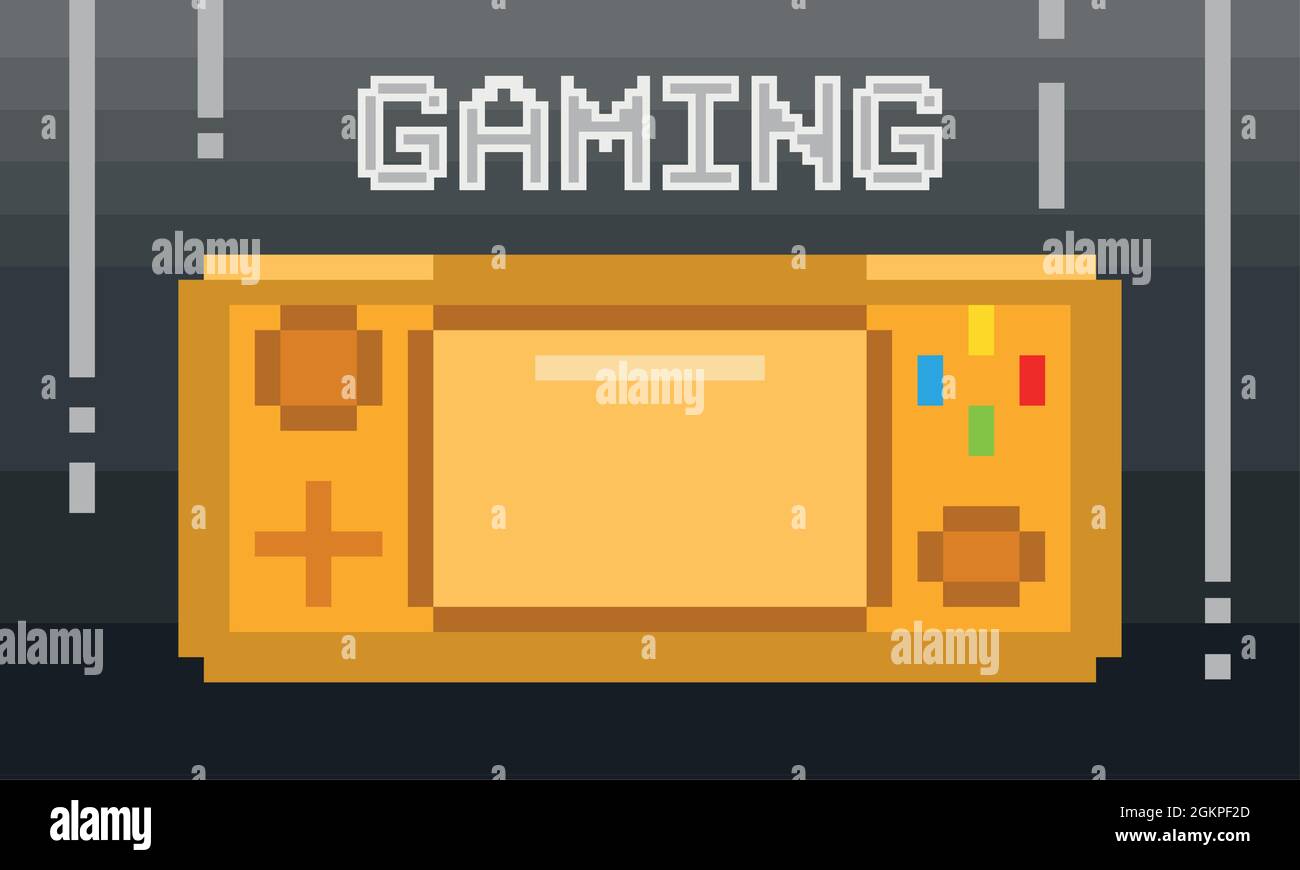 Isolated golden edition pixelated joystick with screen for gaming Stock ...