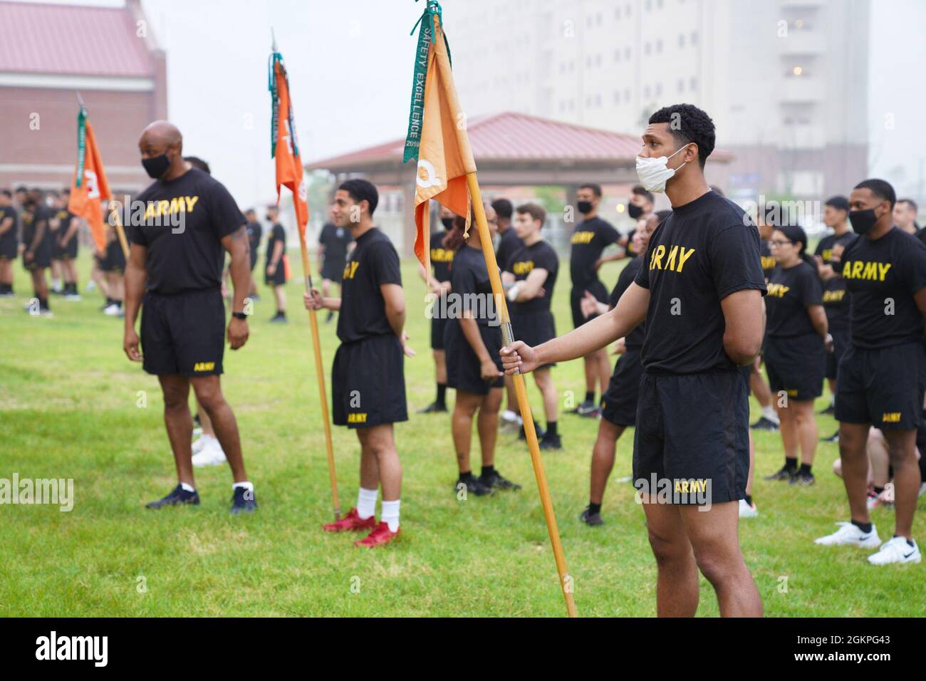 Soldiers assigned to 1st Signal Brigade man guidons during the U.S ...