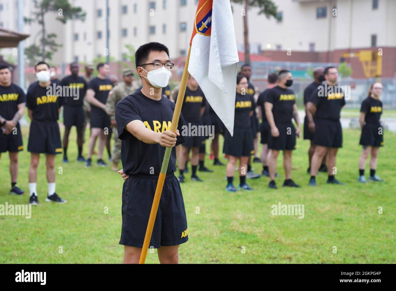 A 1st Signal Brigade Soldier mans the guidon during the U.S. Army ...