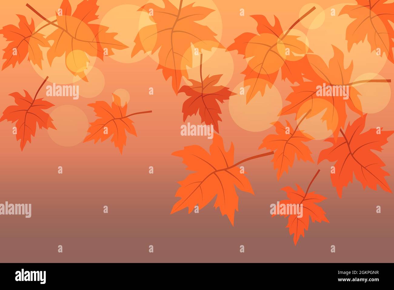 Vector Bright autumn background with maple leaves and stylish bokeh ...