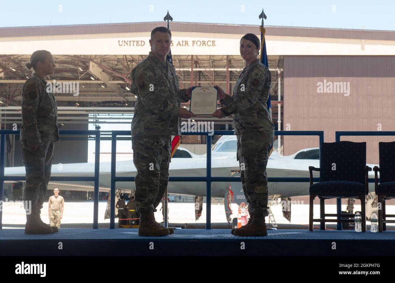 U.S. Air Force Lt. Col. Allison Barkalow receives the Meritorious ...