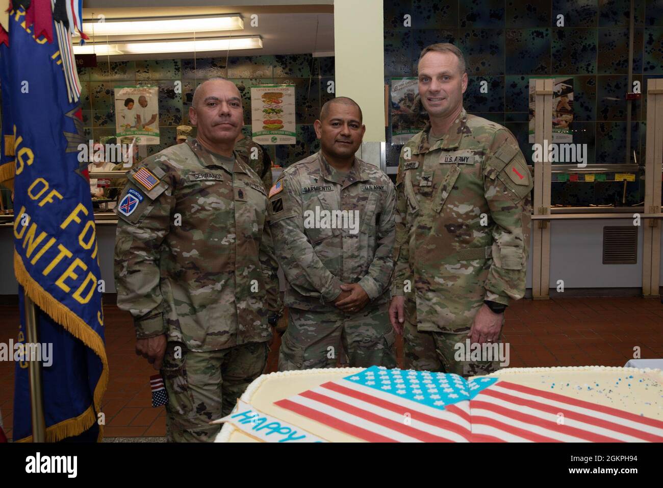 From left, Command Sgt. Maj. Albert Serrano, Maj. Abraham Sarmiento and ...