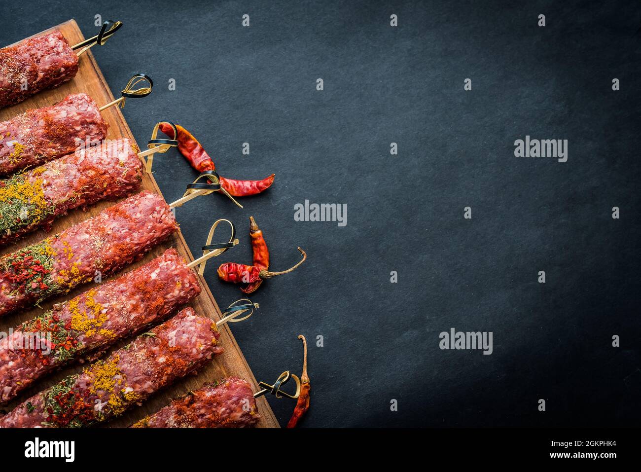 Raw kebab with pepper Stock Photo - Alamy