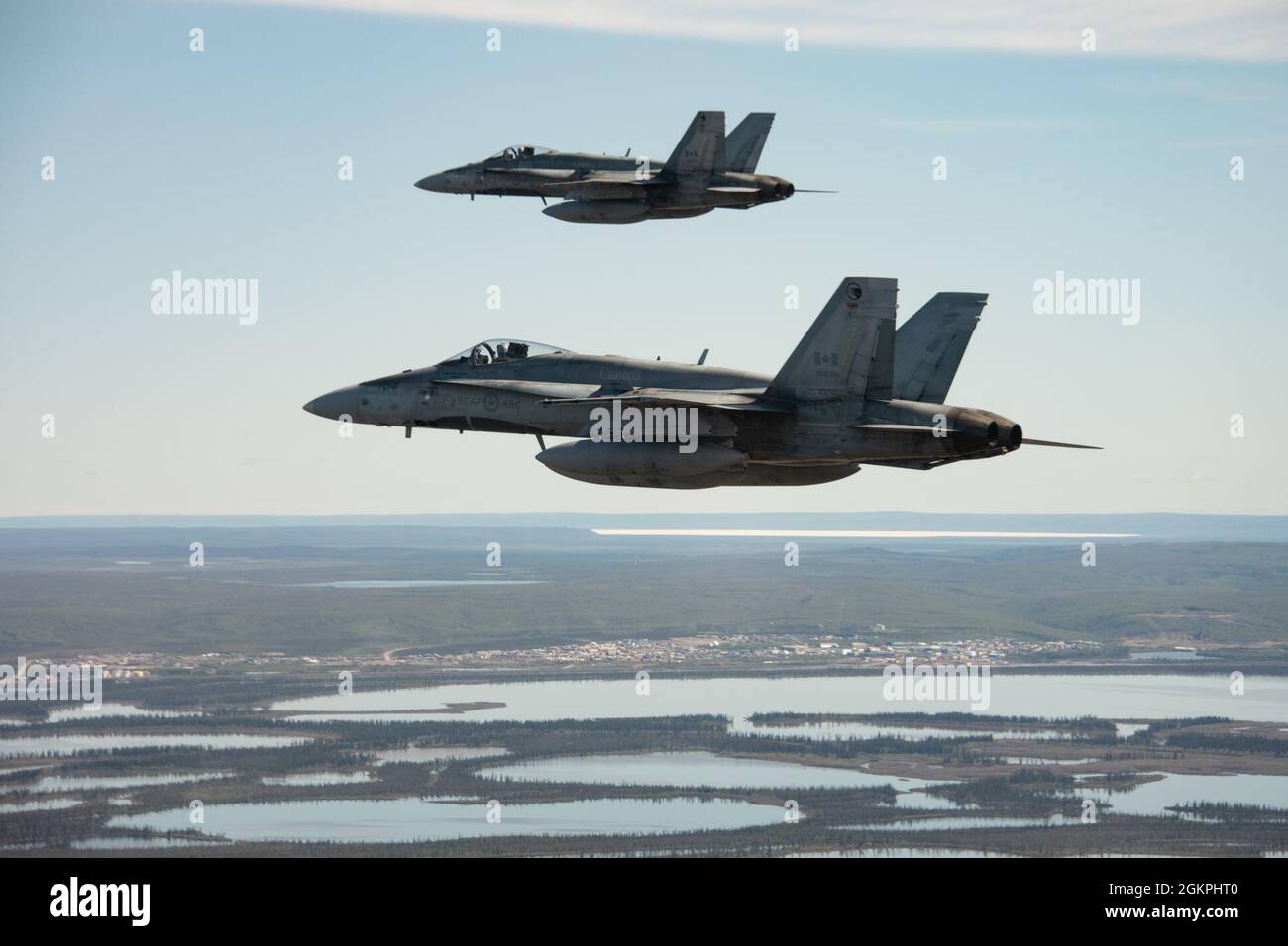 A Royal Canadian Air Force CF-18 Hornet fighter jet flies over ...