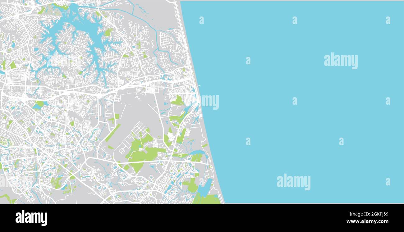 Urban vector city map of Virginia Beach, Virginia , United States of ...