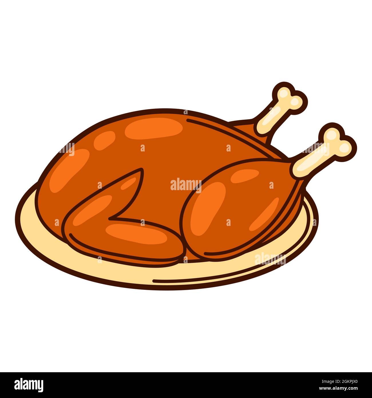 Illustration of turkey on platter. Food item for bars, restaurants and ...
