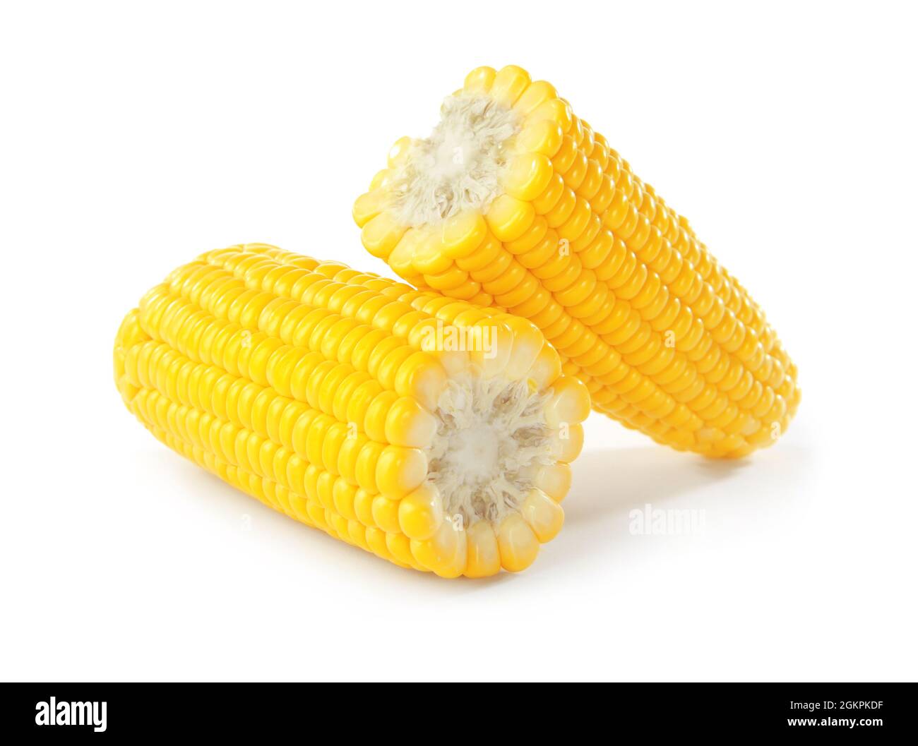 Pieces of fresh corn cob, isolated on white Stock Photo - Alamy