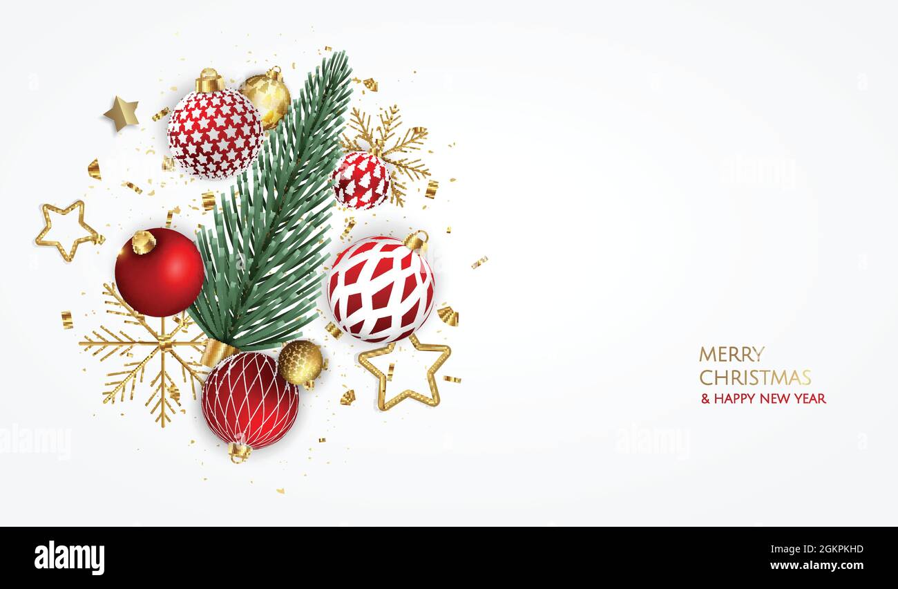 Merry christmas greeting card with christmas tree decoration Stock ...