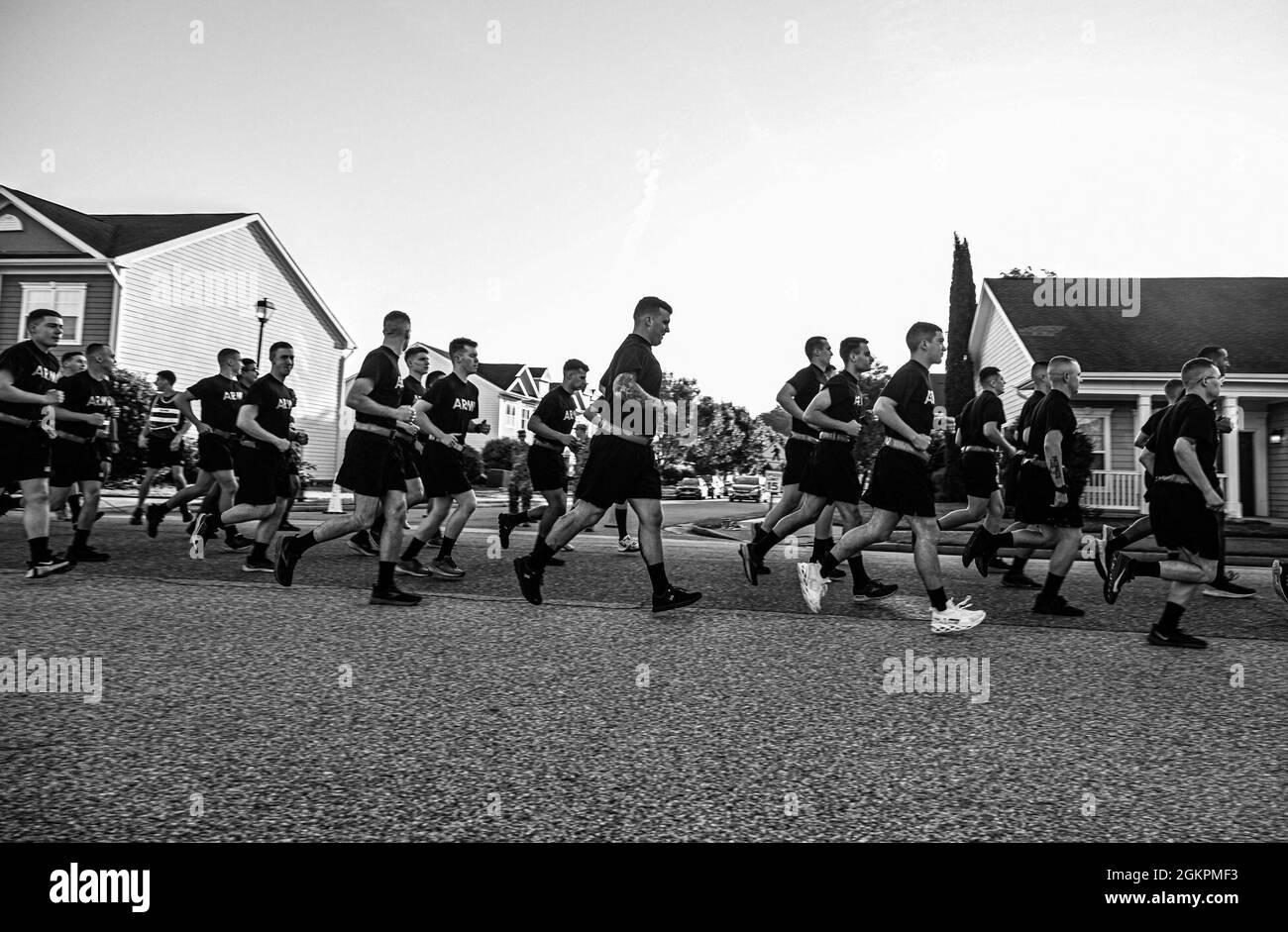 U.S. Soldiers run in formation honoring the birthday of the Army at ...