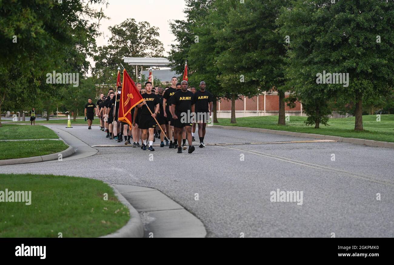 U.S. Soldiers walk in formation honoring the birthday of the Army at ...